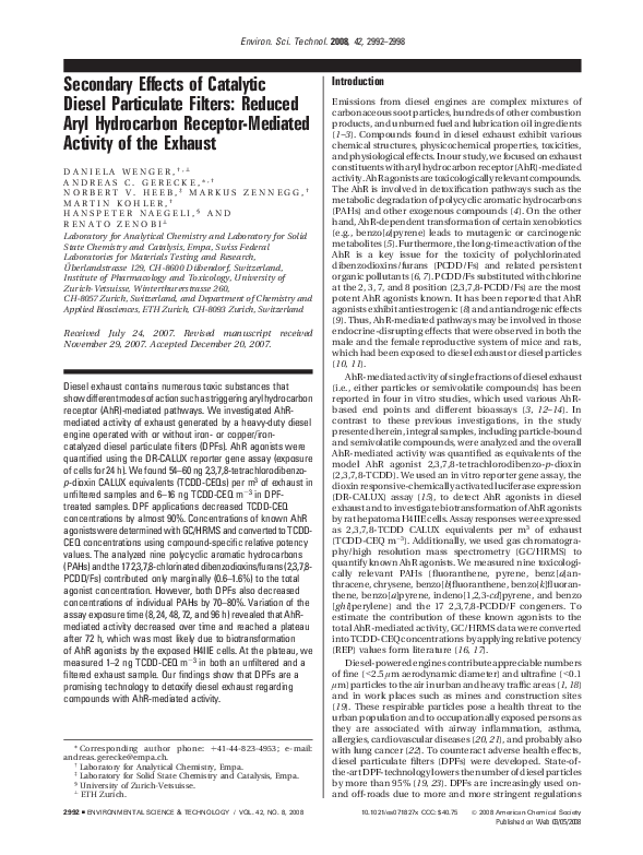 (PDF) Secondary Effects of Catalytic Diesel Particulate Filters ...