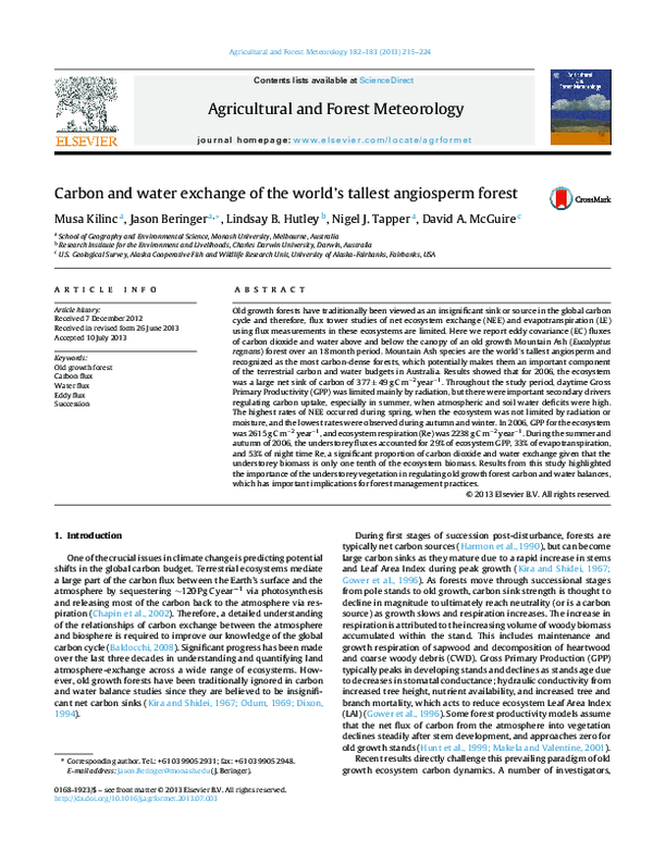 (PDF) Carbon and water exchange of the world's tallest angiosperm forest