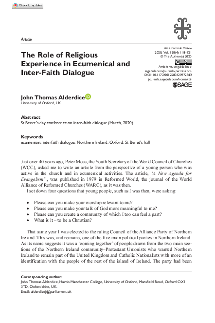 (PDF) The Role of Religious Experience in Ecumenical and Inter-Faith ...