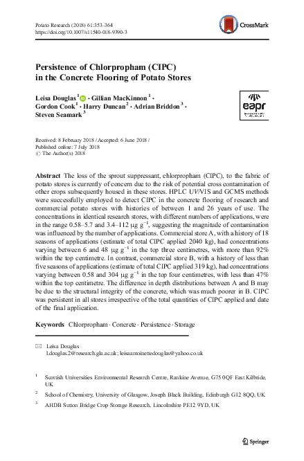 (PDF) Persistence of Chlorpropham (CIPC) in the Concrete Flooring of ...