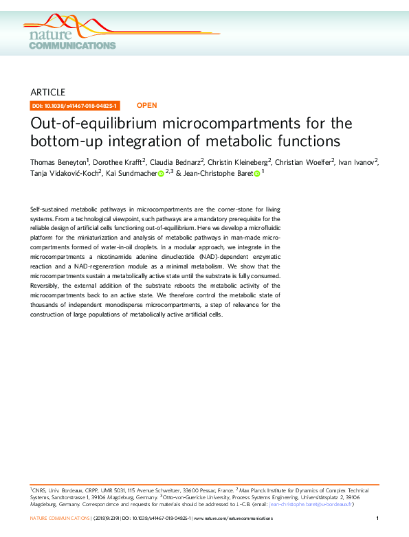 (PDF) Out-of-equilibrium microcompartments for the bottom-up ...