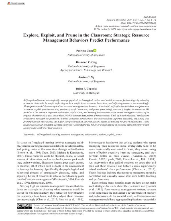 (PDF) Explore, Exploit, and Prune in the Classroom: Strategic Resource ...