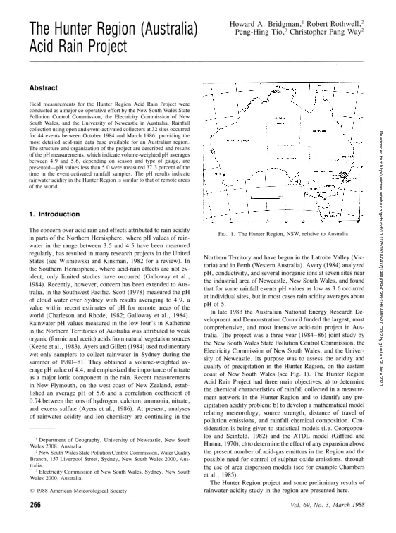 (PDF) The Hunter Region (Australia) Acid Rain Project