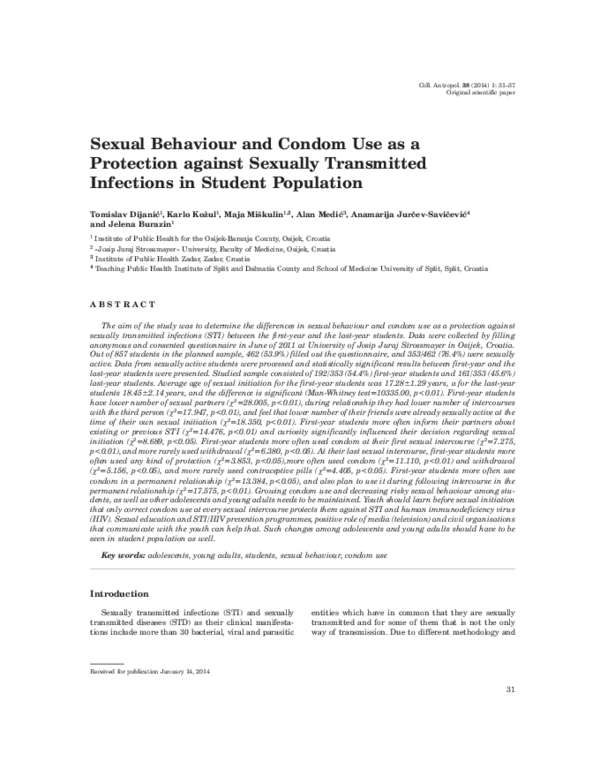 (PDF) Sexual behaviour and condom use as a protection against sexually ...
