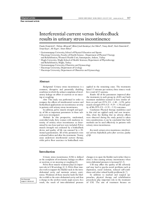 (PDF) Interferential current versus biofeedback results in urinary ...