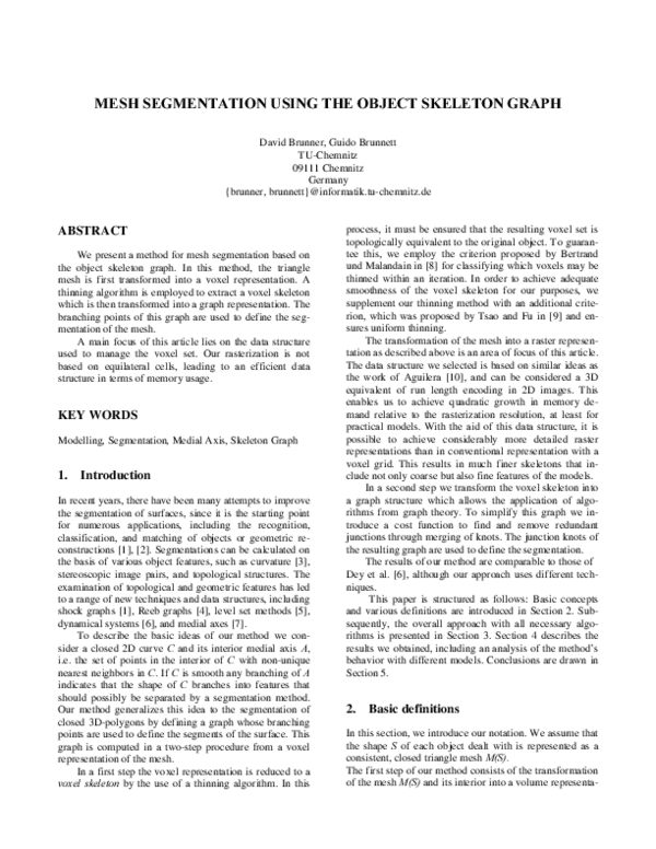 Pdf Mesh Segmentation Using The Object Skeleton Graph
