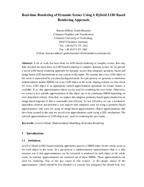 (PDF) Real-time Rendering of Dynamic Scenes Using A Hybrid LOD Based Rendering Approach