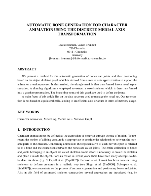 (PDF) Automatic bone generation for character animation using the discrete medial axis ...