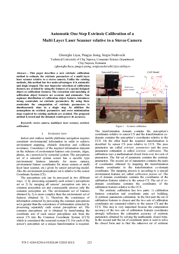 (PDF) Automatic one step extrinsic calibration of a multi layer laser scanner relative to a ...