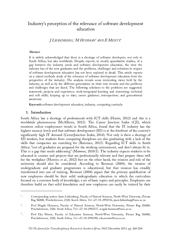 (PDF) Industry’s perception of the relevance of software development ...