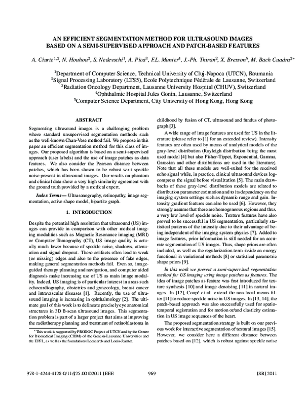 Pdf An Efficient Segmentation Method For Ultrasound Images Based On A Semi Supervised Approach