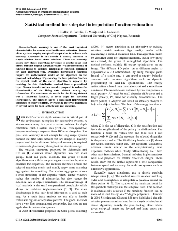(PDF) Statistical method for sub-pixel interpolation function estimation