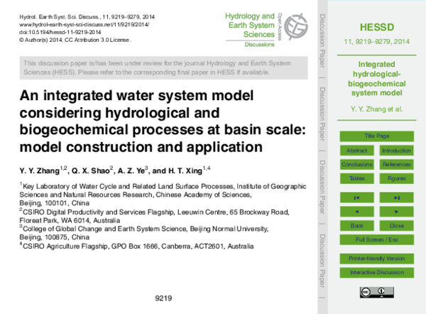 (PDF) An integrated water system model considering hydrological and ...