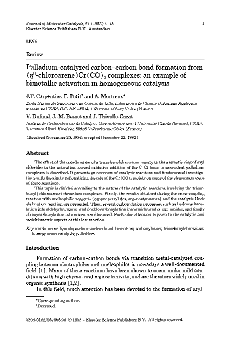 (PDF) Palladium-catalyzed carbon—carbon bond formation from (η6 ...