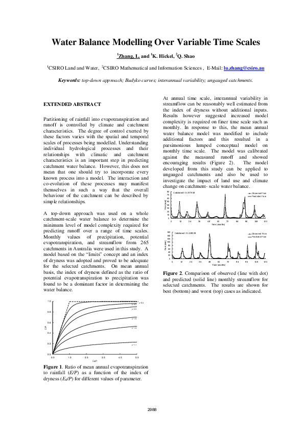 (PDF) Water balance modelling over variable time scales