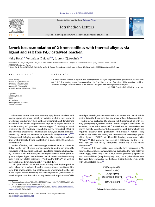 (PDF) Larock heteroannulation of 2-bromoanilines with internal alkynes ...