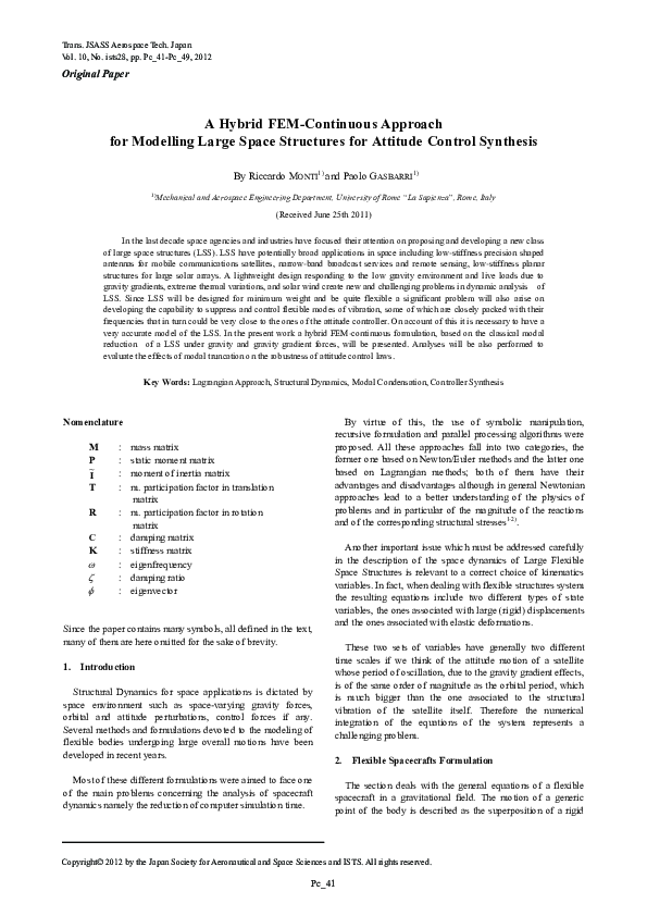 (PDF) A Hybrid FEM-Continuous Approach for Modelling Large Space Structures for Attitude Control ...