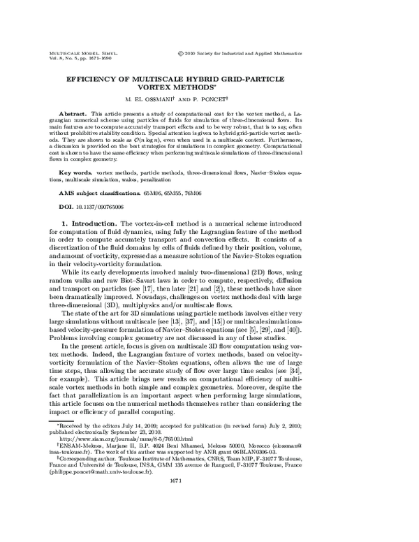 Pdf Efficiency Of Multiscale Hybrid Grid Particle Vortex Methods