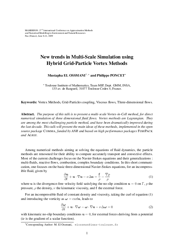 (PDF) New trends in Multi-Scale Simulation using Hybrid Grid-Particle Vortex Methods