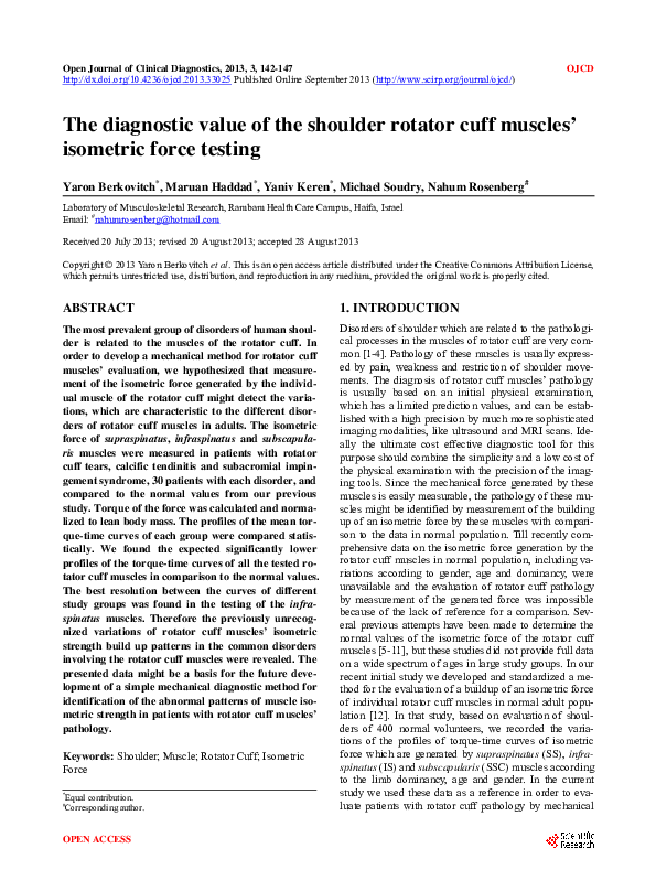 (PDF) The diagnostic value of the shoulder rotator cuff muscles ...
