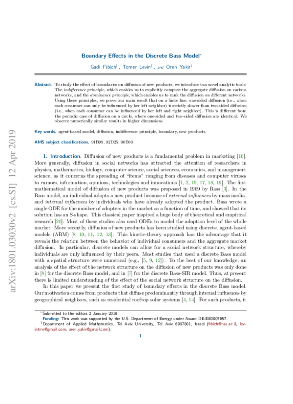 (PDF) Boundary Effects in the Discrete Bass Model