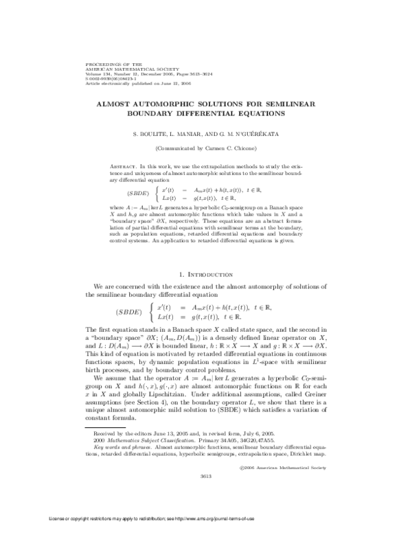 (PDF) Almost Automorphic Solutions for Semilinear Boundary Differential Equations