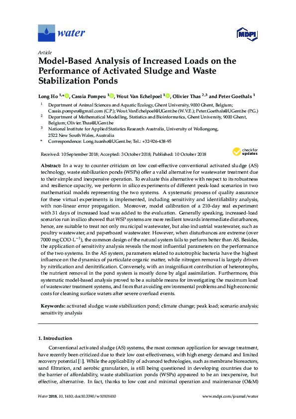 (PDF) Model-Based Analysis of Increased Loads on the Performance of Activated Sludge and Waste ...