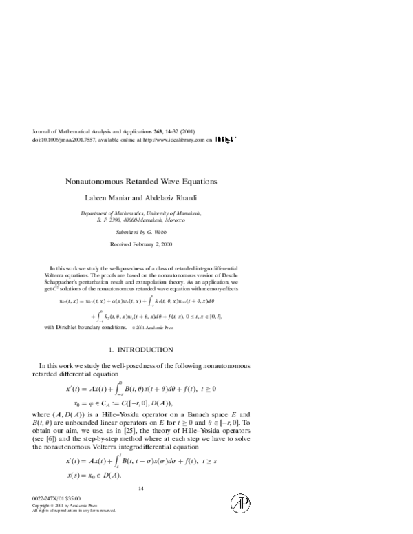 (PDF) Nonautonomous Retarded Wave Equations