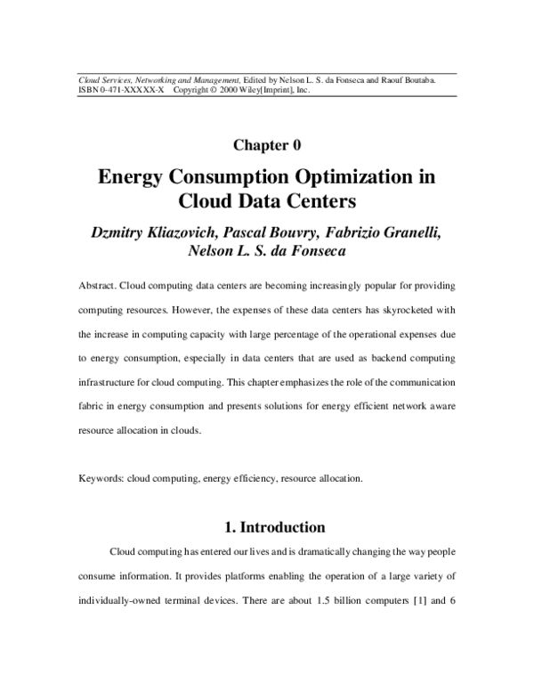 (PDF) Energy Consumption Optimization in Cloud Data Centers