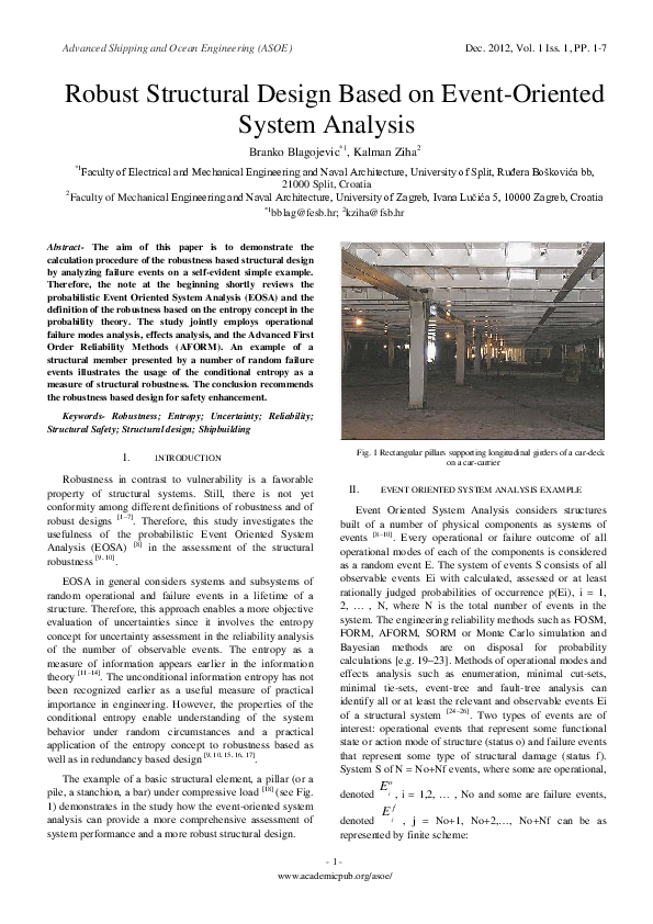 (PDF) Robust structural design based on event-oriented system analysis