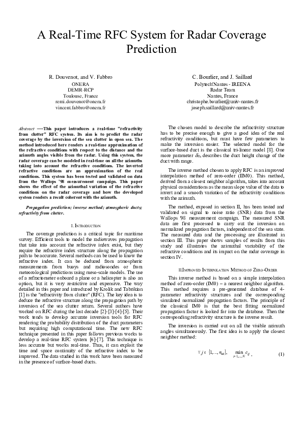(PDF) A real-time RFC system for radar coverage prediction