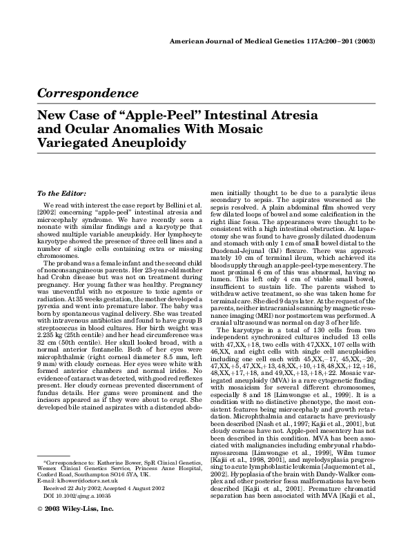 (PDF) New case of “Apple-Peel” intestinal atresia and ocular anomalies ...