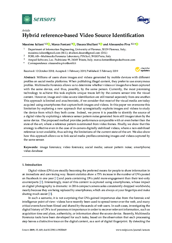 (PDF) Hybrid reference-based Video Source Identification (PDF) Hybrid reference-based Video Source Identification