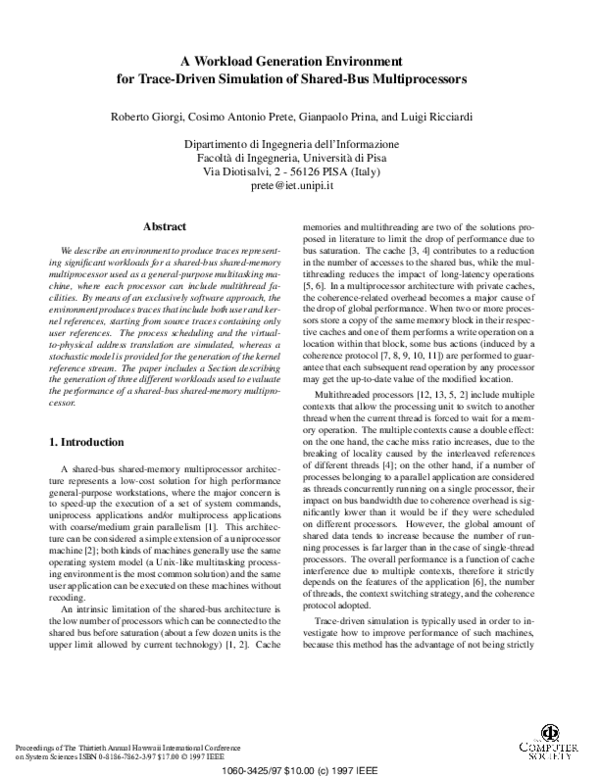 (PDF) AWorkload Generation Environment for Trace-Driven Simulation of Shared-Bus Multiprocessors ...