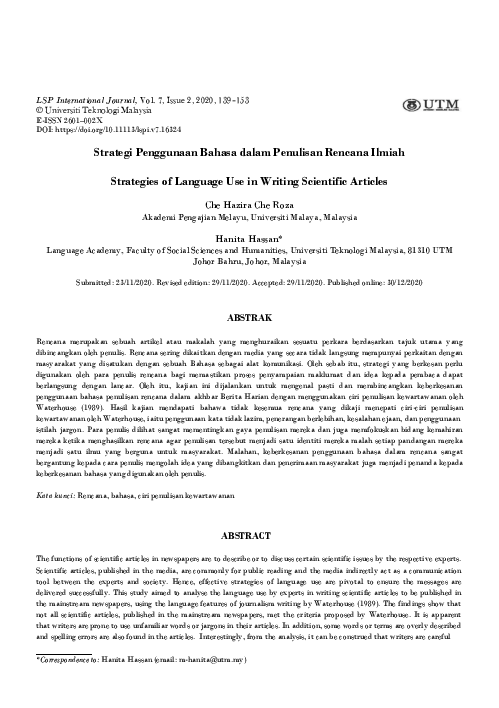 (PDF) Strategi Penggunaan Bahasa dalam Penulisan Rencana Ilmiah ...
