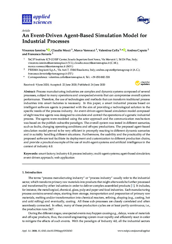 (PDF) An Event-Driven Agent-Based Simulation Model for Industrial Processes | Valentina Colla ...