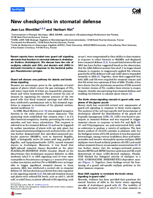 (PDF) New checkpoints in stomatal defense