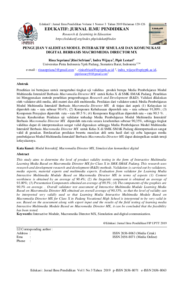 (PDF) Pengujian Validitas Modul Interaktif Simulasi Dan Komunukasi Digital Berbasis Macromedia ...