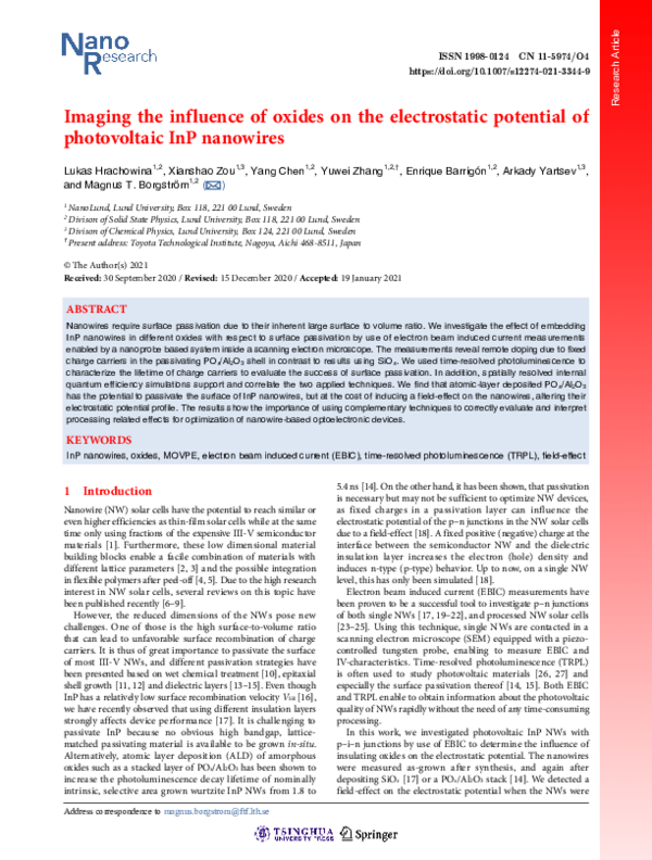 (PDF) Imaging the influence of oxides on the electrostatic potential of ...