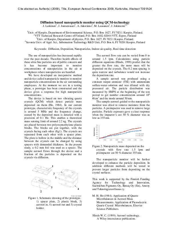 (PDF) Diffusion based nanoparticle monitor using QCM-technology