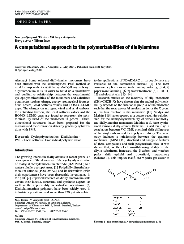 (PDF) A computational approach to the polymerizabilities of diallylamines