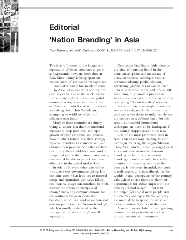 (PDF) Nation Branding'in Asia