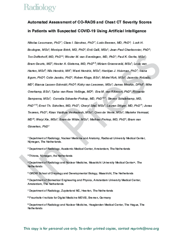(PDF) Automated Assessment of CO-RADS and Chest CT Severity Scores in ...