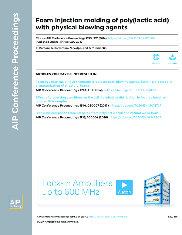 Foam injection molding of poly(lactic acid) with physical blowing agents