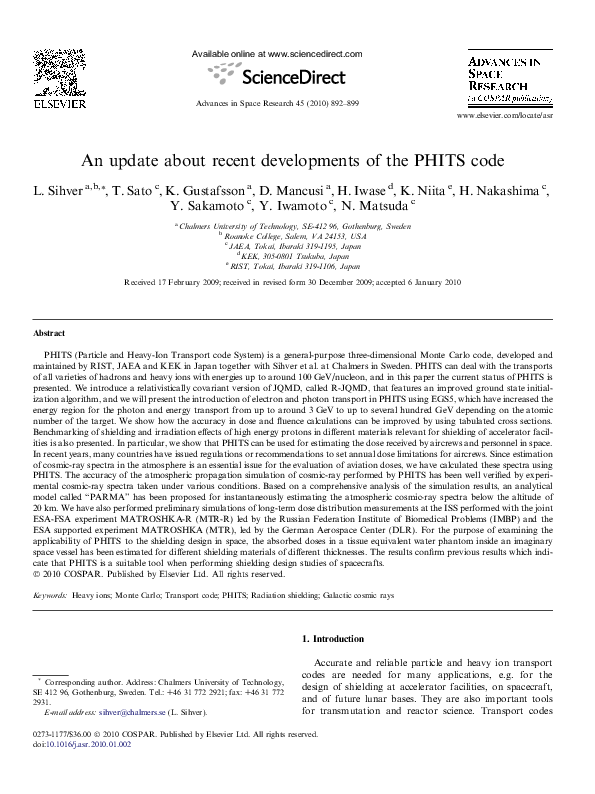 (PDF) An update about recent developments of the PHITS code