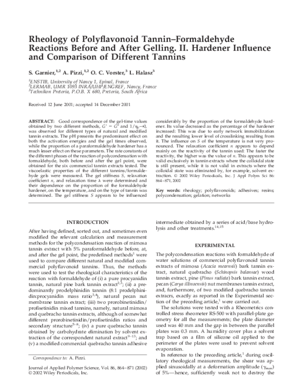(PDF) Rheology of polyflavonoid tannin-formaldehyde reactions before ...