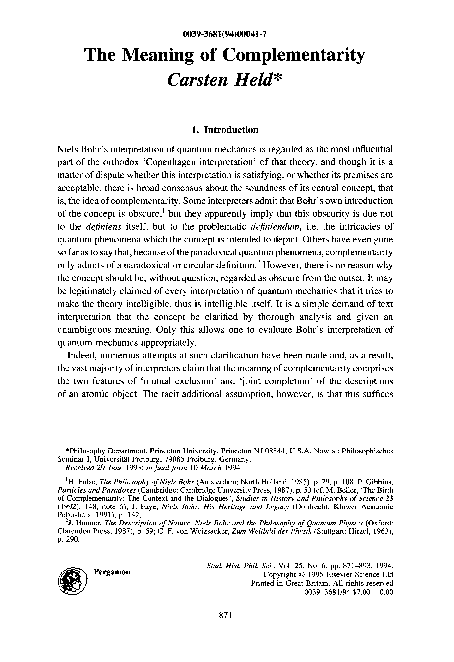 (PDF) The meaning of complementarity