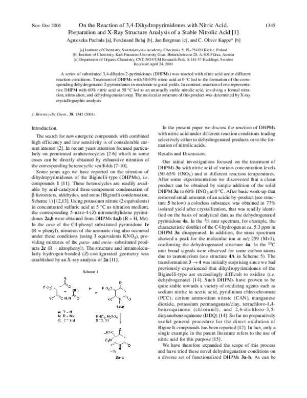 (PDF) On the reaction of 3,4-dihydropyrimidones with nitric acid ...