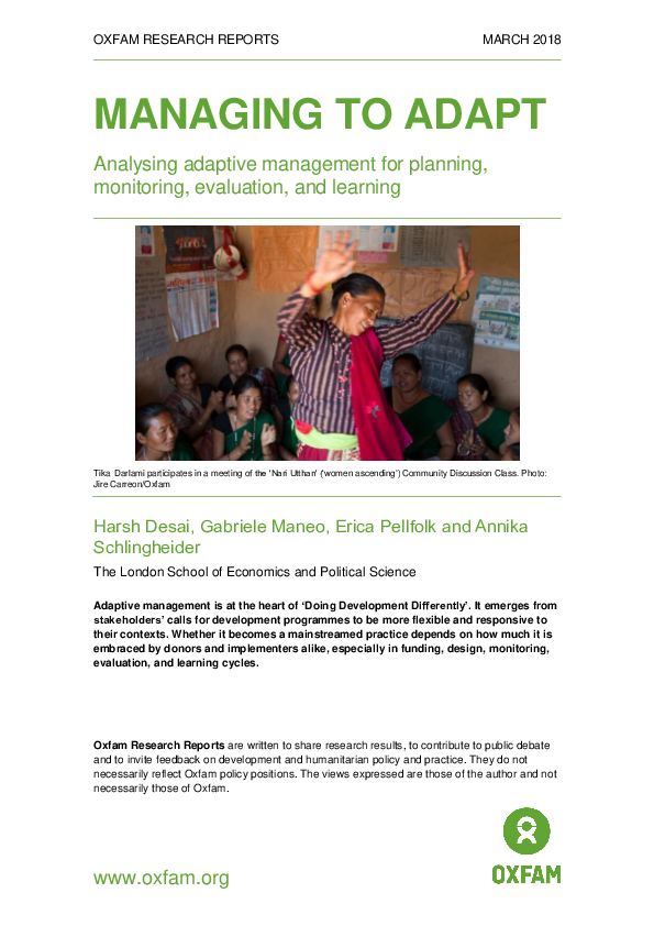 (PDF) Managing to Adapt: Analysing adaptive management for planning ...