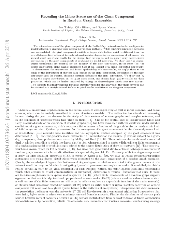 (PDF) Revealing the microstructure of the giant component in random ...